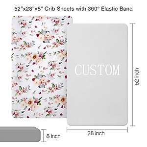 Personalized Standard Fitted Crib Sheets with Name, Custom Cartoon Shark Baby Crib Mattress Sheets for Baby Boys, Nursery Bedding Crib Essentials for Infant Toddler, 28”x 52”