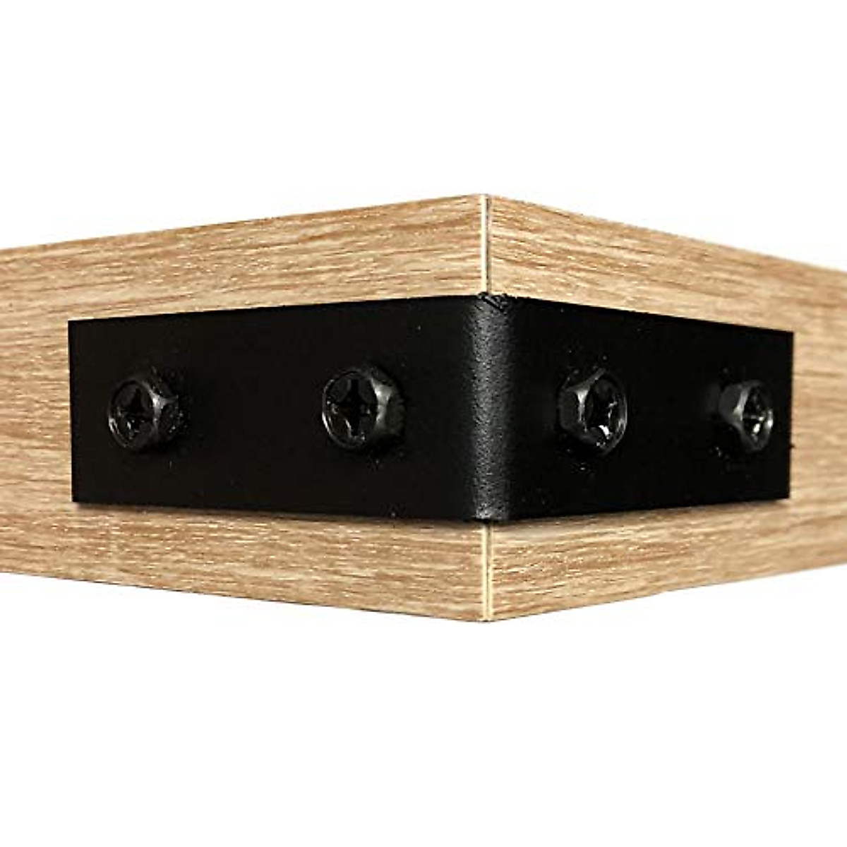InPlace 36" W x 9.25" D x 2" H Oak Floating Shelf with Metal Corners 9602068E