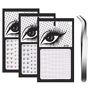 246 Pcs Face Gems Eye Jewels with Tweezers, Stocking Stuffers for Women Acrylic Rhinestone Stickers Self Adhesive Pearl Nail Hair Gems for Makeup (2mm & 3mm &4mm)