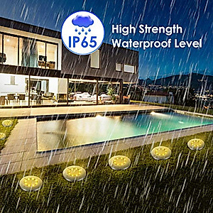 Solar Lights Outdoor, Disk Lights LED Garden Lights Solar Powered Waterproof In-Ground Outdoor Landscape Lights for Patio Pathway Garden Lawn Yard Driveway Deck Walkway, Solar Ground Lights(8 Packs)