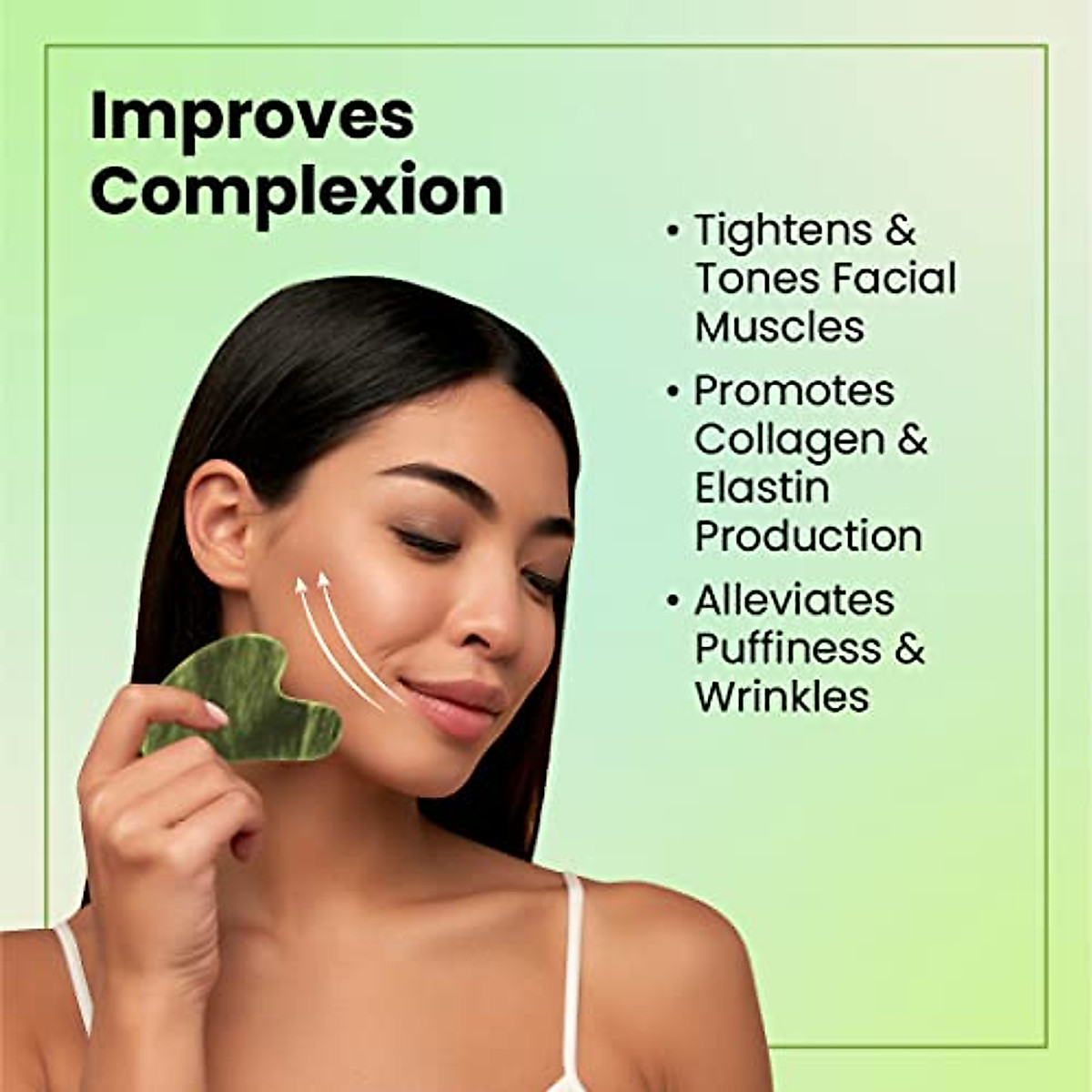 Lindo Jade Gua Sha Duo - Facial GuaSha Contour Massager Tool, 100% Natural Jade Stone, Quality Beauty Face Tool, Lifting, Sculpting and Contouring Face and Body, Anti-Aging Skincare, 2 Pack