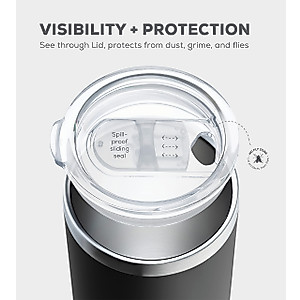 FineDine Insulated Skinny Stainless Steel Tumbler Set - 4-Pack 20oz Tumbler with Straw - Travel Coffee Mug With PBA Free Lids - Slim Vacuum Keep Hot & Cold - For Home, Office. (Inky Raven Black)