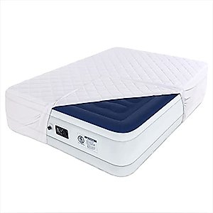 HOMBYS Air Mattress Pad Queen Size, Soft Quilted Air Mattress Cover, Breathable & Noiseless Mattress Topper with Deep Pocket, Stretches up to Fits 15-23 Inch