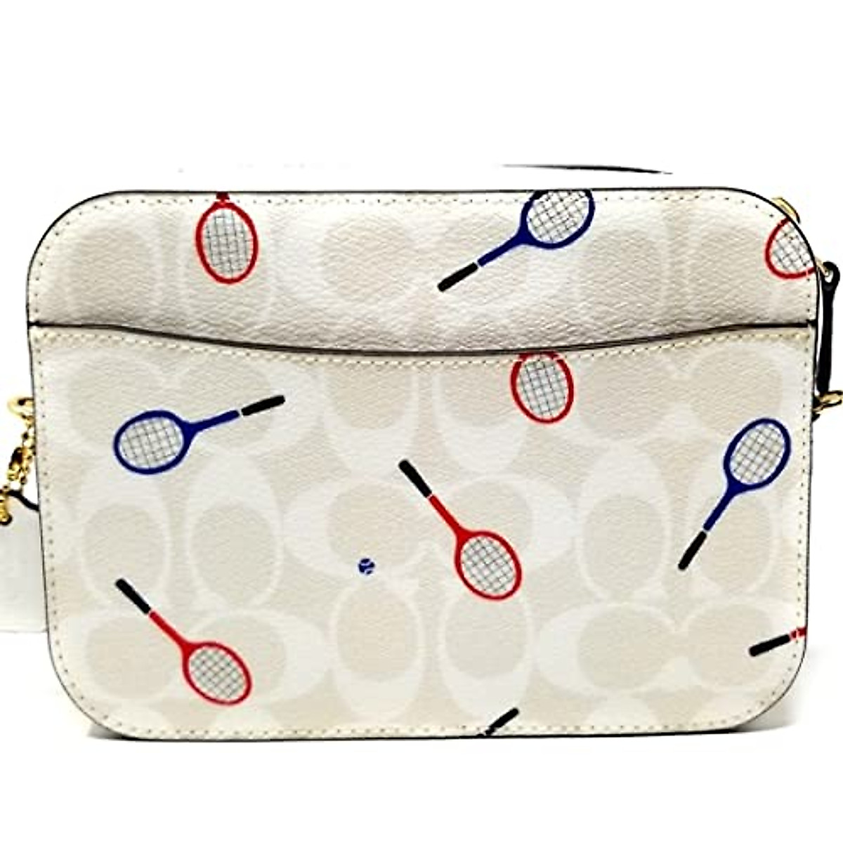COACH Women's Mini Camera Bag (Signature Canvas - Racquet Print - Chalk Multi)