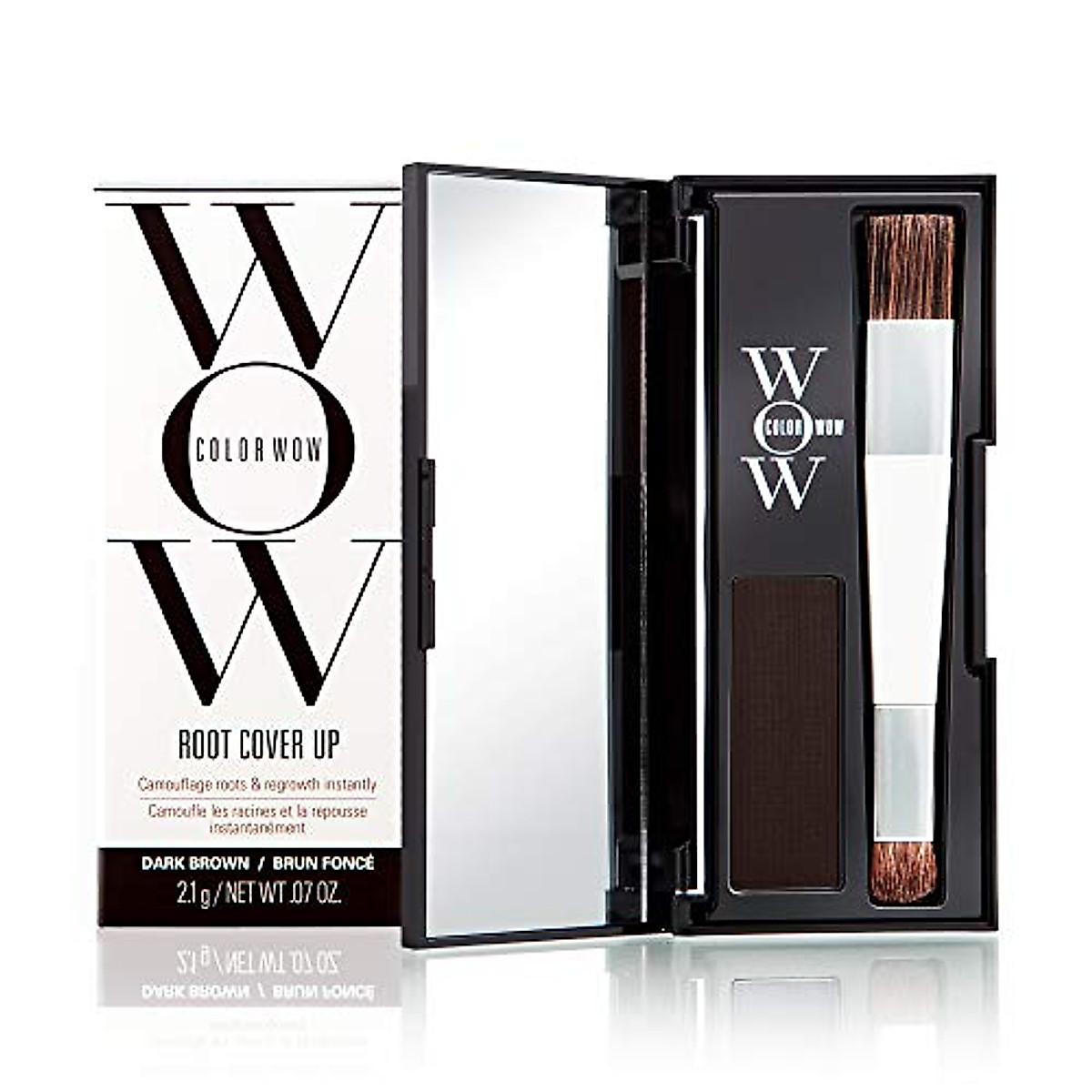 Color Wow Root Cover Up, Dark Brown – Instantly cover greys + touch up highlights, create thicker looking hairlines, water resistant, sweat resistant - No mess multi award winning root touch up