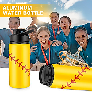 Yaomiao 20 Pcs Softball Water Bottles Aluminum Softball Gifts Tumbler Snap Lid Leak Proof Baseball Sports Bottle Baseball Accessories for Gym Sports Travel Coffee Friends Men Girls (17 oz)
