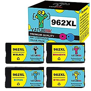 YATUNINK Remanufactured Ink Cartridge Replacement for HP 962XL 962 962 XL Ink Cartridges Black Color Combo Pack for HP OfficeJet Pro 9010 9015 9018 9020 9025 9012 Wireless All-in-one Printer (4 Pack)