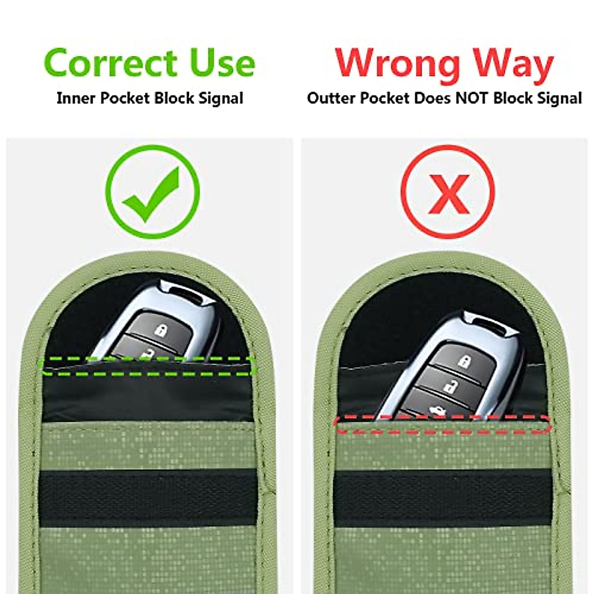 JXE JXO Faraday Bags, Faraday Bag for Key Fob, Faraday Cage, Key Fob Protector, Faraday Pouch, Car RFID Signal Blocking, Anti-Theft Pouch, Anti-Hacking Case Blocker Orange & Cyan(2 Pack)