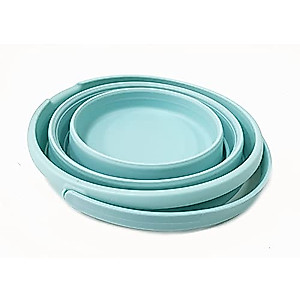 SAMMART 10L (2.6 Gallon) Collapsible Plastic Bucket - Foldable Round Tub - Portable Fishing Water Pail - Space Saving Outdoor Waterpot, Size 33cm Dia (1, Lake Green)
