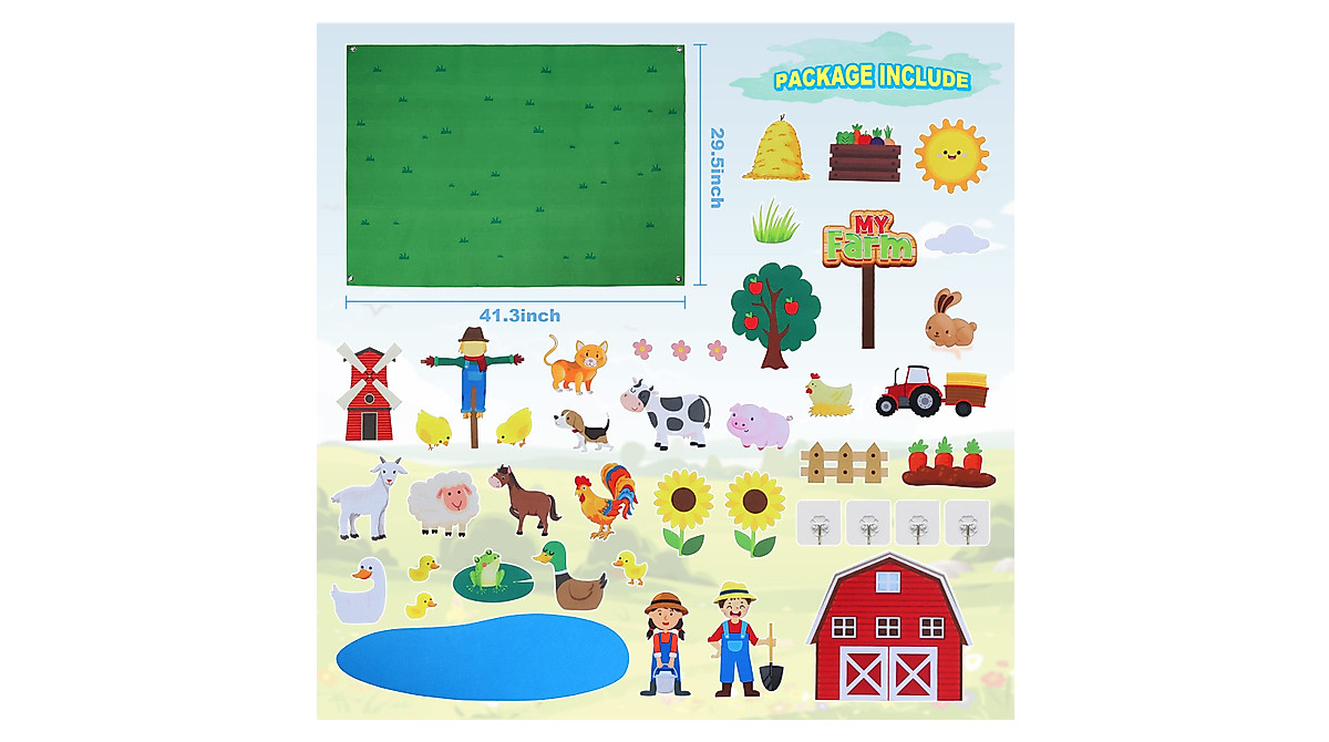 HomeMall Farm Animals Felt Story Board Set for Kids - Educational ...