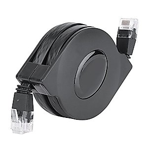 FOSA CAT 6 Ethernet Cable, 2m Adjustable Retractable CAT6 RJ45 LAN Network Cable Cord Black