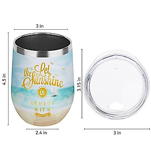 silichee 12 Oz Stainless Steel Coffee Travel Mug with Lid Let the Sunshine in Summer Beach Poster Insulated Tumblers Vacuum Coffee Mugs for Cold and Hot Drinks,Coffee,Wine