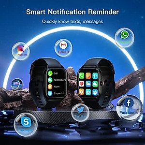 Smart Watch (Receive & Dial), 2023 Newest 1.85" TFT HD Touch Screen, Smart Watch for Women Men with Fitness Tracker, Smart Watch for Android iPhone with Text, Pedometer, Heart Rate (Classic Black)