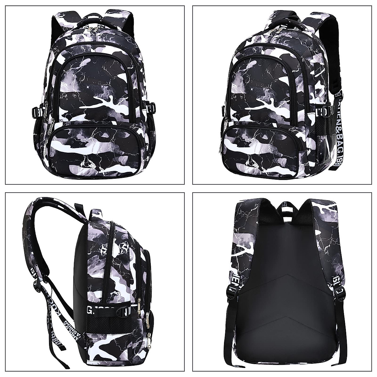 XLERHAZO School Backpack Camouflage Backpack Water Repellent Casual Daypack Lightweight Bookbags for Boys Girls (DX Camo Blue)