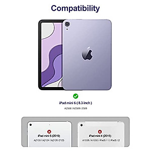 ONPINT Case for iPad Mini 6 2021, [Built in Screen Protector] [Auto Sleep/Wake] [Pencil Holder] Lightweight Leather Case Flip Cover with Stand for iPad Mini 6th Gen 8.3 Inch, Purple