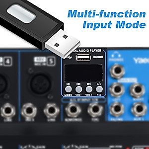 YaeCC 7 Channel bluetooth Live Studio Stereo Audio Mixer Sound Mixing DJ USB Console