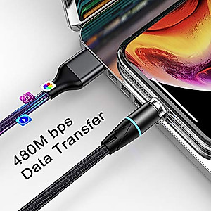 NetDot Gen12 Magnetic Charging Cable [5 Pack Black,1ft/3.3ft/5ft/6.6ft/6.6ft] Data Transfer Compatible with Micro USB & USB-C Smartphones Come with 10 Connectors