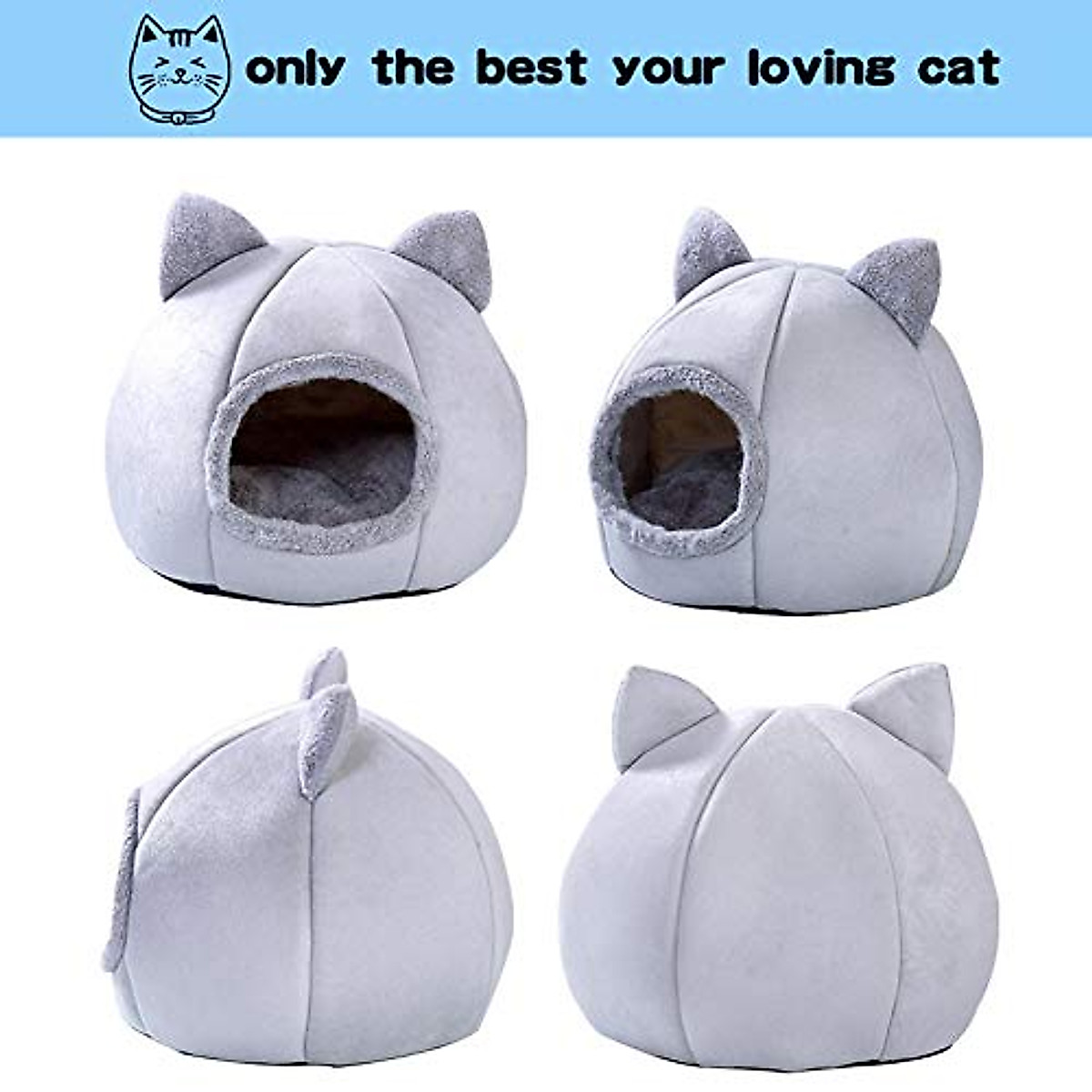 Ozgkee Small Cat Tent Pet Bed Semi Closed Warm Pet Nest Comfortable Pet Bed Winter Plush Kennel (660)