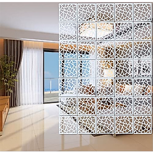 BMIDRUT White Hanging Room Divider,12 Pieces Wood-Plastic DIY Panel Screens Partition Wall Dividers Room Decoration with All Accessories 11.4x11.4 Inch