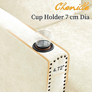 NORDICANA 3-Seat Sectional Sofa Set with Storage Chaise, L Shaped Modular Couch for Living Room, 2 Cupholders, Detachable Cover, Off White Chenille