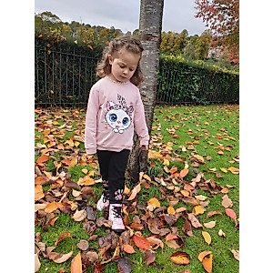 Axumity Toddler Girl Clothes Cat Print Pullover Sweatshirt + Leopard Print Pant 2-Piece Kid Girl Fall Winter Pants Set(4-5T)