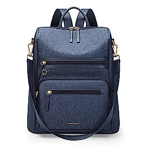 GOLF SUPAGS Stylish Women's Laptop Backpack in Mini Denim Blue with Oxford Fabric Travel Casual and Daily Use Backpack Purse Fits 13.3 Inch Notebook