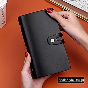 YueJin RFID Credit Card Holder,Large Capacity Storage Credit Card Book Case for Men and Women,Leather Business Card Organizer with 95 Card Slots (black)