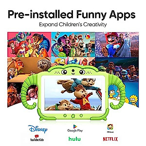 Kids Tablet 7 inch Tablet for Kids 64GB Toddler Tablet with Case Software Installed, Kids Learning Tablet with WiFi for Boys Girls, Android Tablet with Dual Camera Parental Control YouTube Netflix
