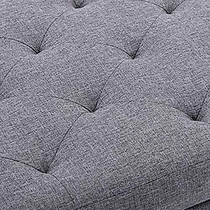 BELLEZE 24 Inch Modern Tufted Bedroom Storage Ottoman Bench, Linen Lift Top Upholstered Foam Padded Rectangular Footstool, Easy Assemble Furniture - Jay (Gray)