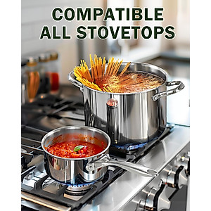 Cooks Standard Stainless Steel Saucepan Set 1.5 and 3 Quart, Multi-Ply Clad Sauce Pot With Glass Lid, Silver