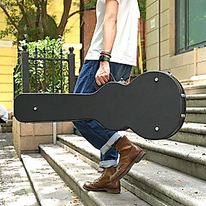 AW Electric Guitar Hard Case for LP Les Paul Style Electric Guitar Wooden Hard Shell Lockable Black