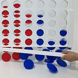 4-in-a-Row Games 32'' x 28'' ∣Premium Wooden Game∣with Plastic Coins, Carrying case for Storage and Transportation