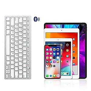 OMOTON Ultra-Slim Bluetooth Keyboard for iPad 10.2(9th/ 8th/ 7th Generation)/ 9.7, iPad Air 4th Generation, iPad Pro 11/12.9, iPad Mini, and More Bluetooth Enabled Devices, White