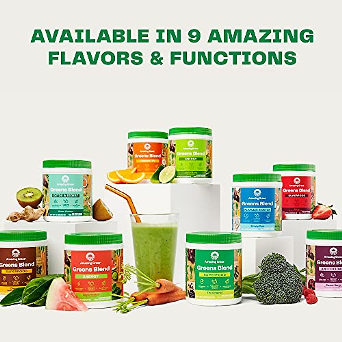 Amazing Grass Greens Blend Superfood: Super Greens Powder Smoothie Mix with Organic Spirulina, Chlorella, Beet Root Powder, Digestive Enzymes & Probiotics, Original, 60 Servings