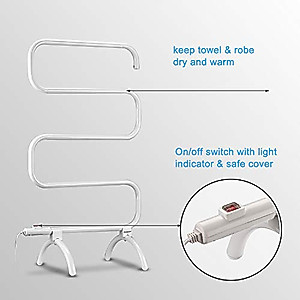 Homeleader Towel Warmer and Drying Rack, Heated Towel Rack, Wall Mount & Free Standing Towel Heater for Bathroom, 120W