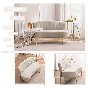 ALISH Upholstered Loveseat Settee Small Sofa Couch Modern Accent Sofa Bench with Backrest for Living Room Bedroom Beige