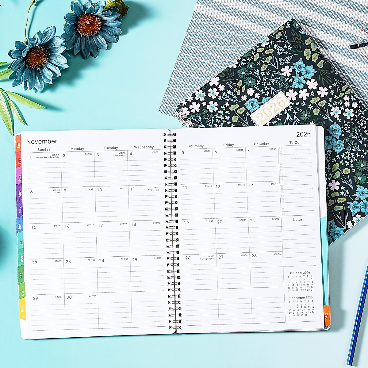 2023 Planner - Planner 2023, 2023 Planner Weekly and Monthly, January 2023 to December 2023, 6.3’’ × 8.4’’, 12 Monthly Tabs, Strong Twin-Wire Binding, Inner Pocket, Elastic Closure