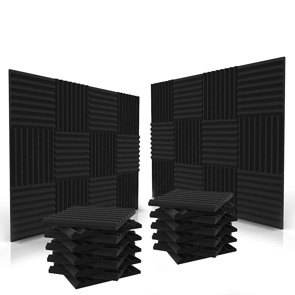 Siless 12 Pack Acoustic Panels 1 X 12 X 12 Inches - Acoustic Foam - Studio Foam Wedges - High Density Panels - Soundproof Wedges - Charcoal