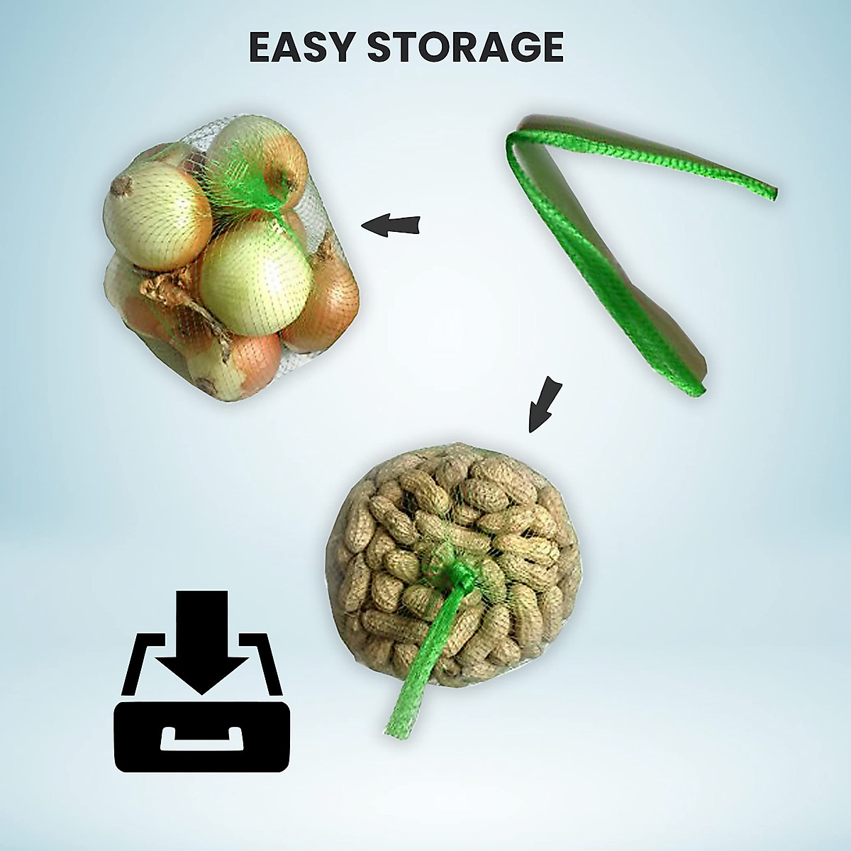 Simond Store 15" Green Reusable 200 Poly Mesh Net Bags Produce Grocery Fruit Vegetable Storage