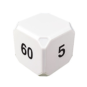 TimeCube Plus Preset Timer with 4 LED Light Alarm for Time Management, and Countdown Settings (White - 5,15,30,60 min)