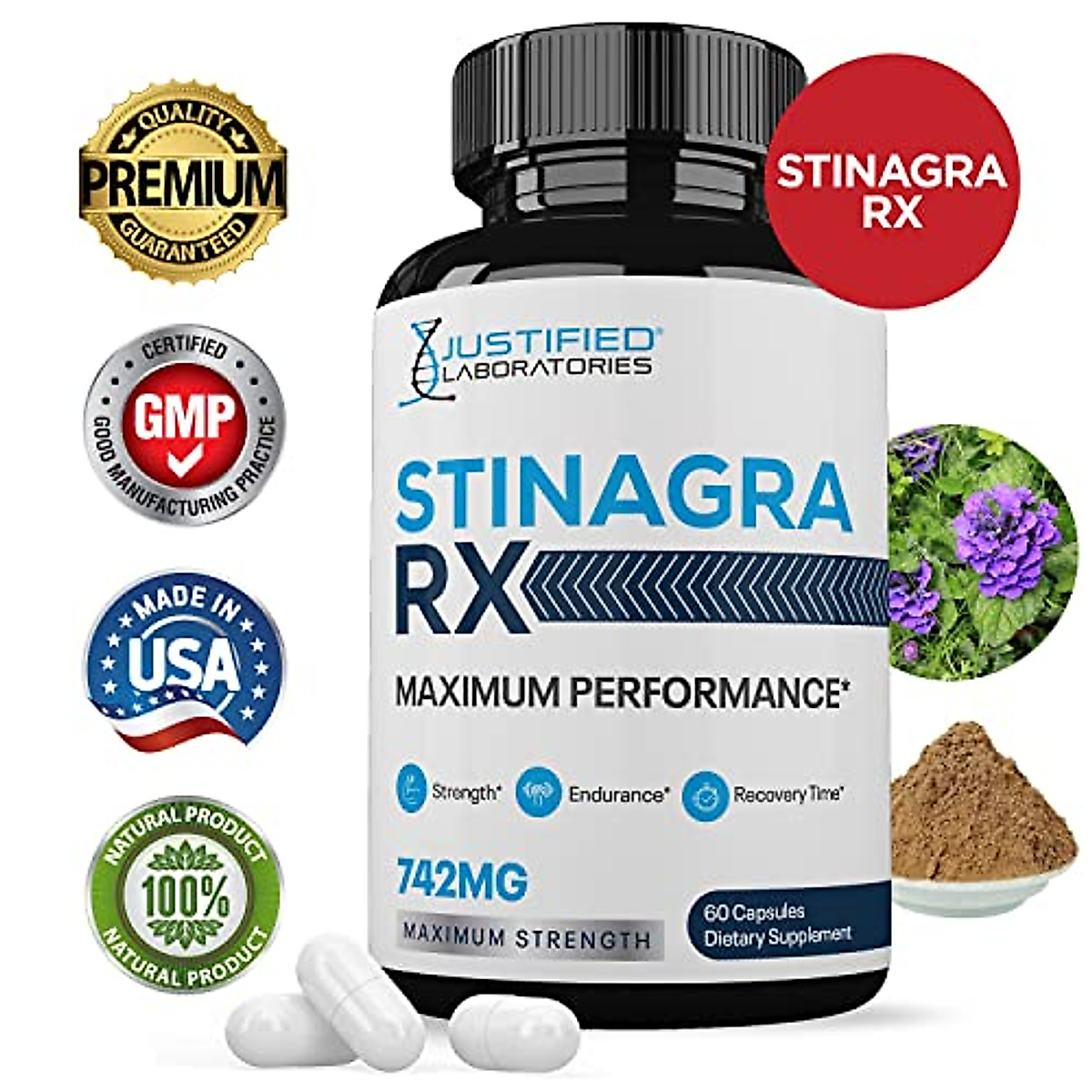 (5 Pack) Stinagra RX 742mg All Natural Advanced Men's Health Formula 300 Capsules