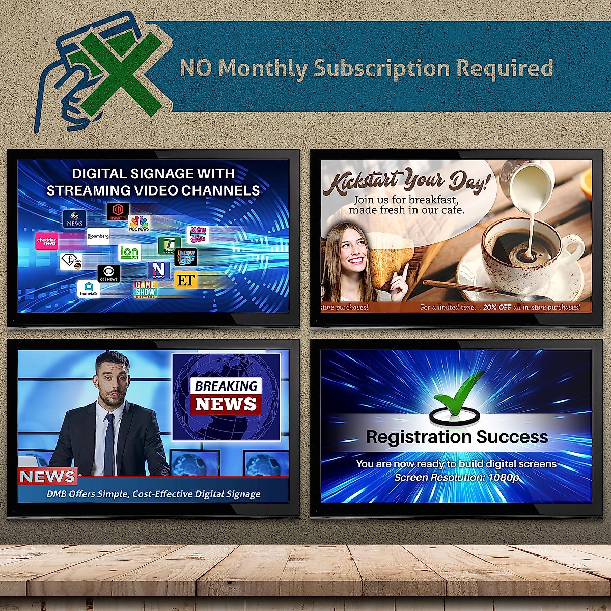 Digital Media Bridge - Premium Digital Signage Display 4K Player with Streaming Video | Media Player for Dynamic Advertising and Business Display | Central Cloud Control | No Subscription Fees