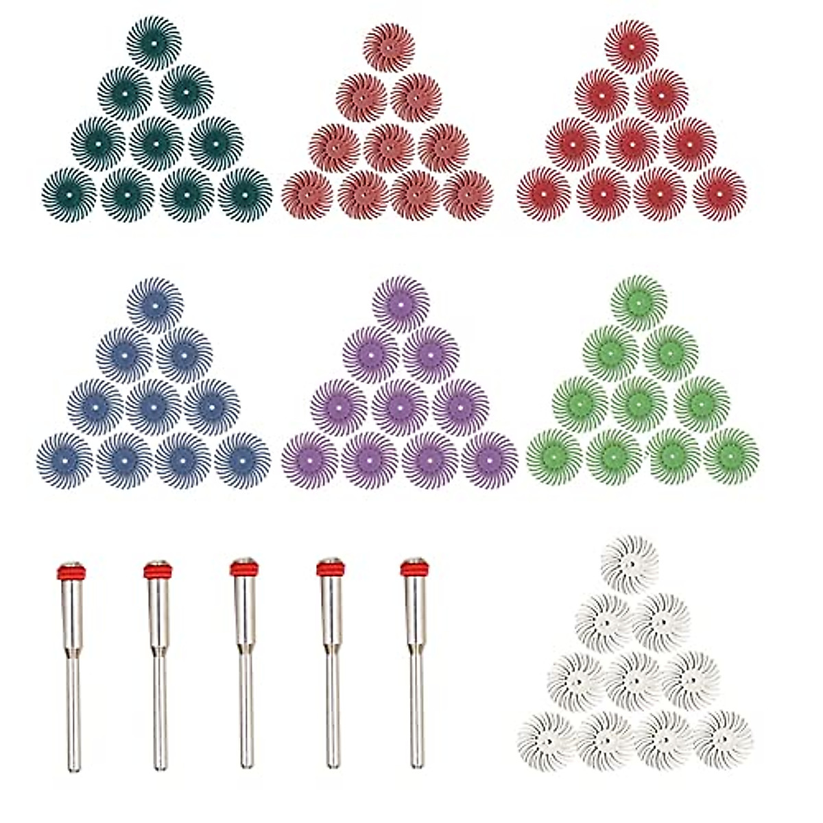 75Pcs 1 Inch Radial Bristle Disc Brush with 1/8" Shank Abrasive Bristle Disc Set for Wood Jewelry Mold Polishing.- Mixed Grit 80/200/320/400/600/1000/2000