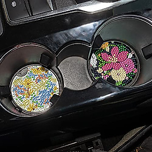 8 Pcs Diamond Painting Coasters, Flowers Diamond Art Car Coasters for Cup Holder, 2.8 Inches Flowers Diamond Art Coasters for Drinks, Small Diamond Painting Kits Supplies, DIY Crafts for Adults Kids