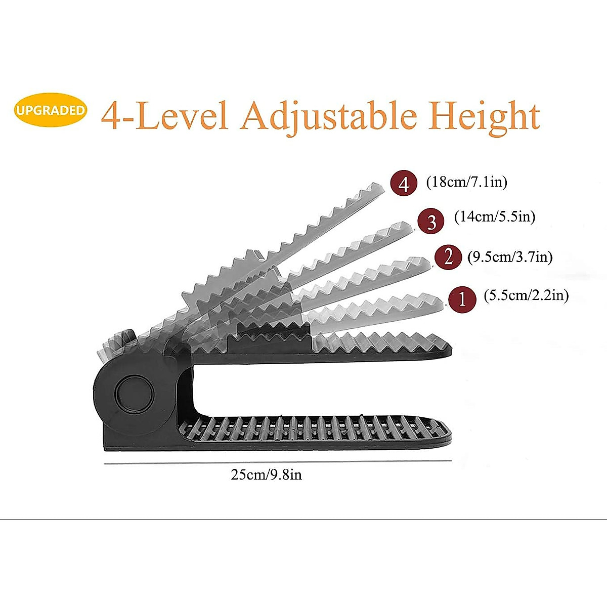 Yagizaai Bayou Shoe Slots, 20 PCS Shoes Slots Organizer, 4-Level Adjustable Shoe Stacker, Upgraded Shoe Space Saver, 50% Space-Saving Shoe Holders(Black)