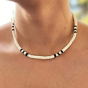 SXNK7 Puka Shell Necklace for Women and Men Heishi Necklace Summer Surfer Necklace Choker for Teens (mixed color 18.0 Inches 2)
