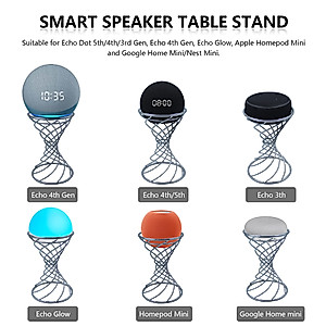 Dutiplus Smart Speaker Table Stand Decorative Holder for Echo Dot 5nd/4rd/3th/2th Gen, Echo 4nd/3rd/2th Gen, Echo Glow, Apple Homepod Mini and Google Home Mini/Nest Mini(Chrome)