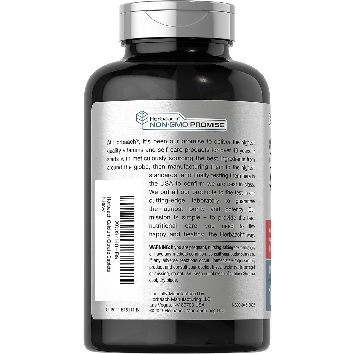 Horbäach Calcium Citrate with Vitamin D3 | 150 Petites | Vegetarian Supplement | Non-GMO, Gluten Free