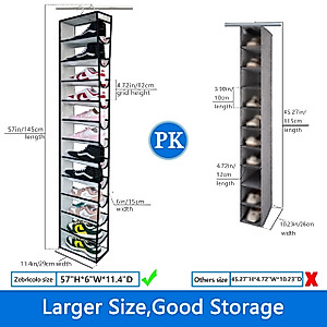 hanging shoe organizer , 12Section,shoe organizer,Ample Storage Space,college dorm essentials for girls,Heavy duty rack Up to 45 Pounds,closet organizers and storage,closet organizer,White/Black
