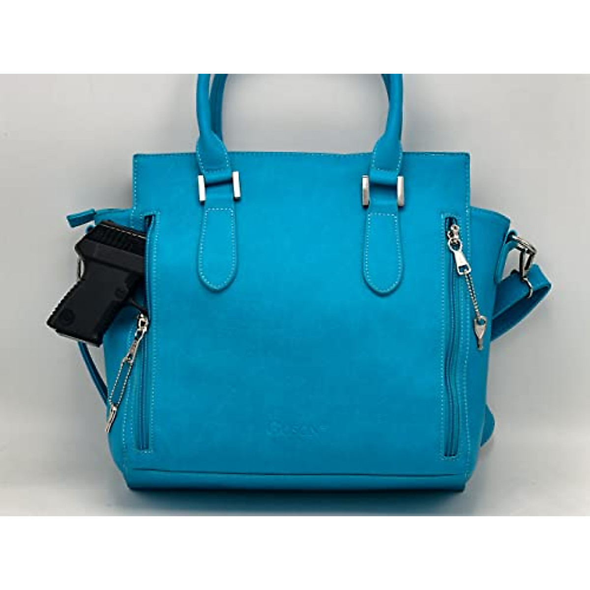 Goson Concealed Carry Tote Bag - Large and Fashionable CCW Purses for Women with Multiple Pockets, Crossbody Straps, YKK Locking Zippers in Faux Leather